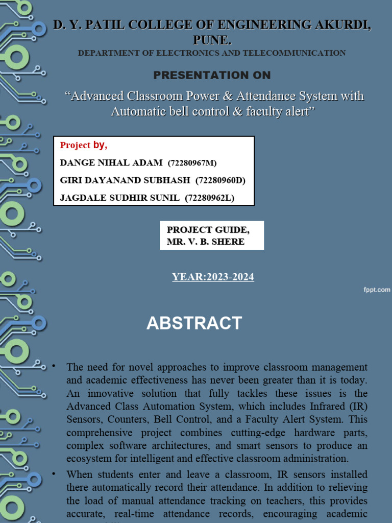 BE Project Advanced Classroom Attendance and Light Automation With Bell ...