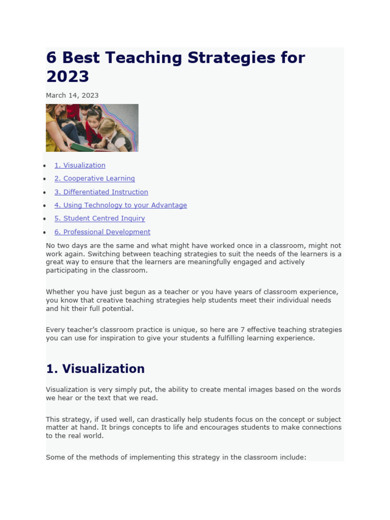 6 Best Teaching Strategies For 2023 | PDF | Differentiated Instruction ...