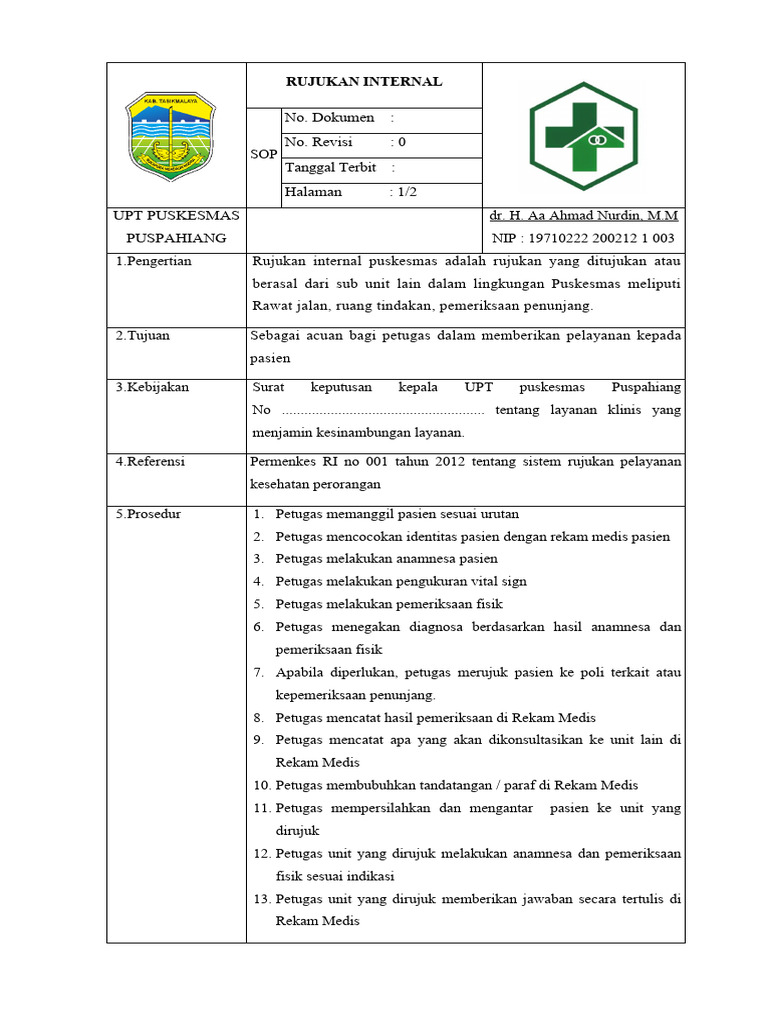SOP Rujukan Internal | PDF