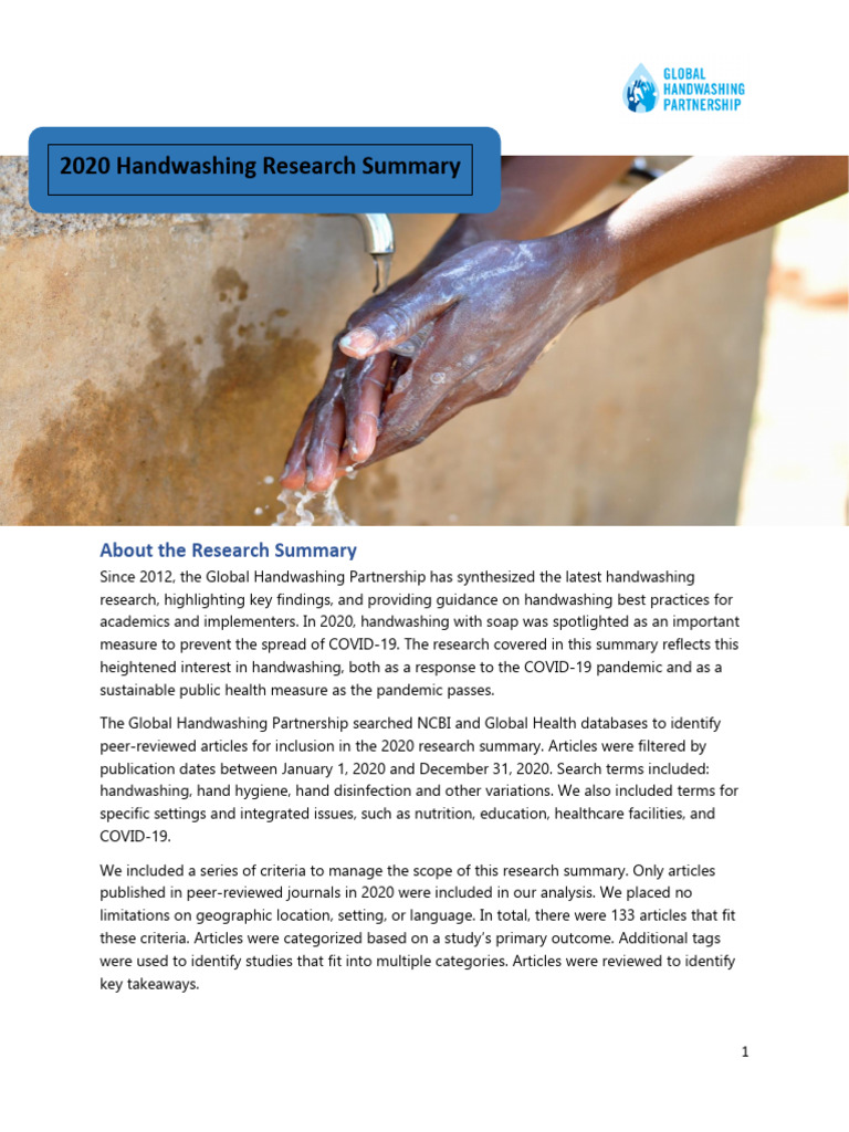 GHP 2020 Handwashing Research Summary | PDF | Hand Washing | Wash