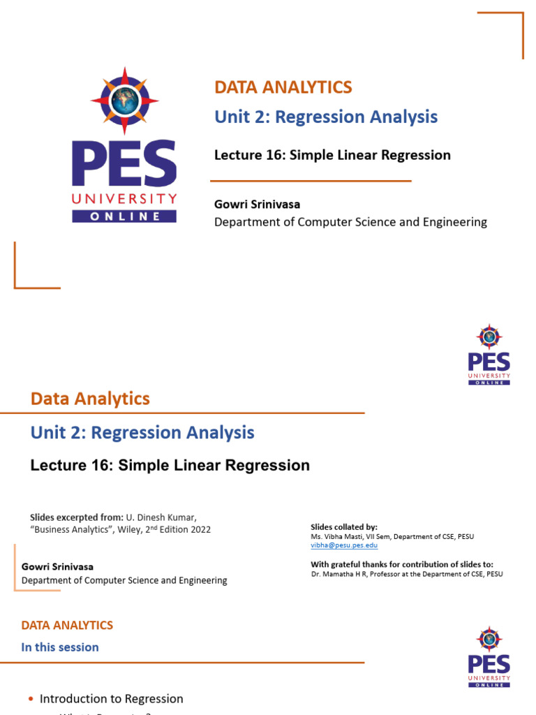 UE20CS312 Unit2 Slides | PDF | Coefficient Of Determination | Regression Analysis