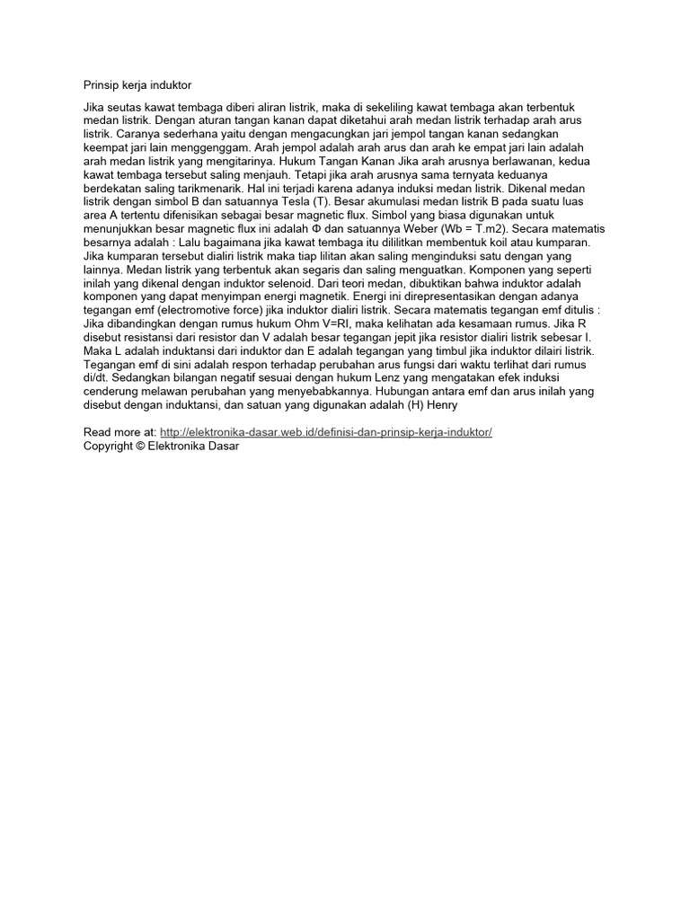 Prinsip Kerja Induktor | PDF
