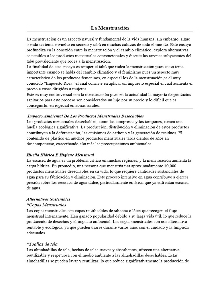 La Menstruacion | PDF | Menstruación