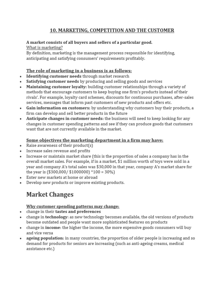 Marketing, Competition and The Customer | PDF | Marketing | Sales