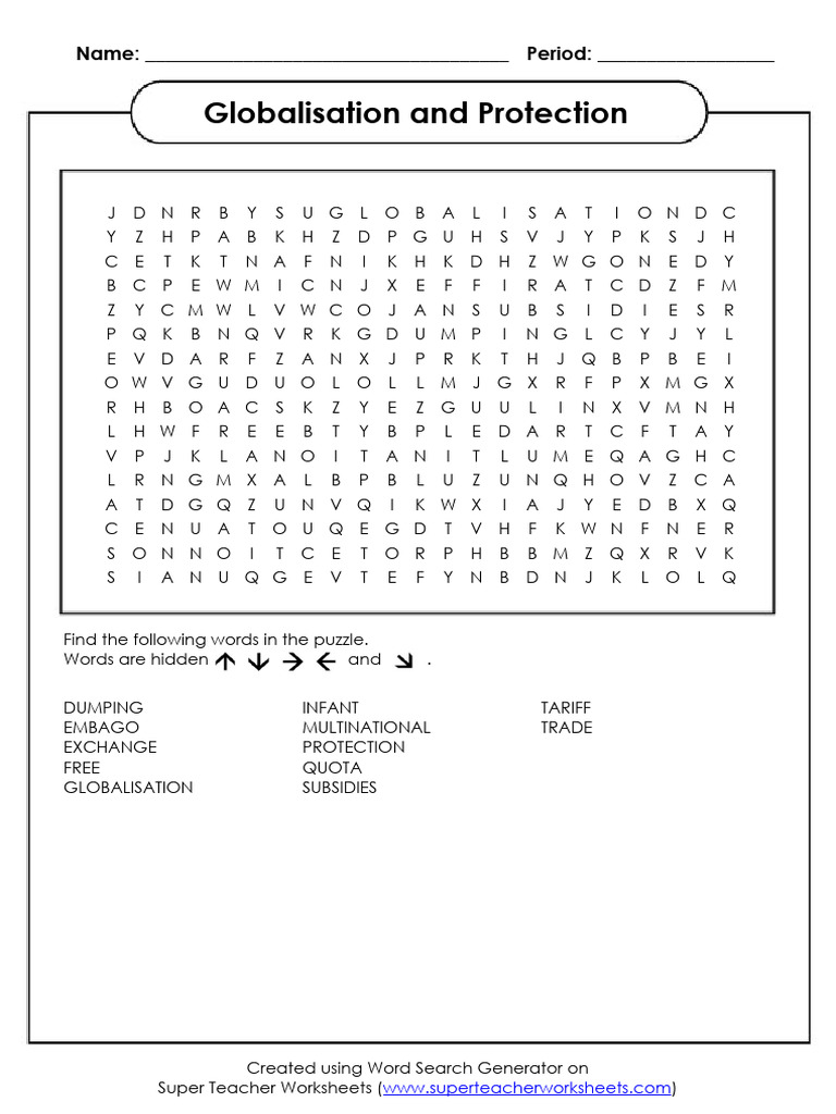 Super Teacher Worksheets Globalisation and Protection | Download Free ...