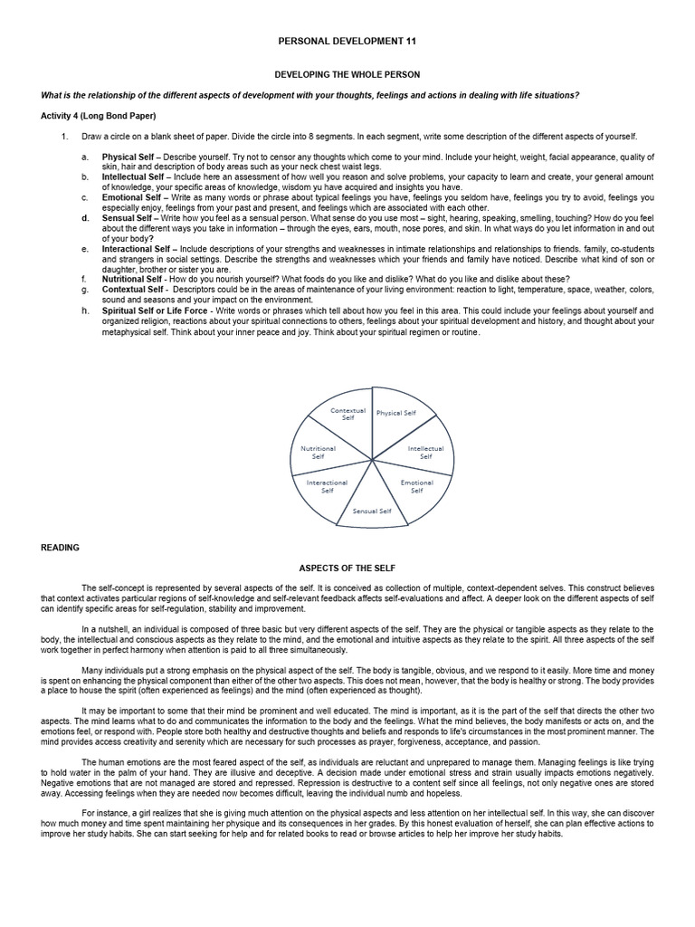 Personal Development 11 | PDF | Self Concept | Feeling