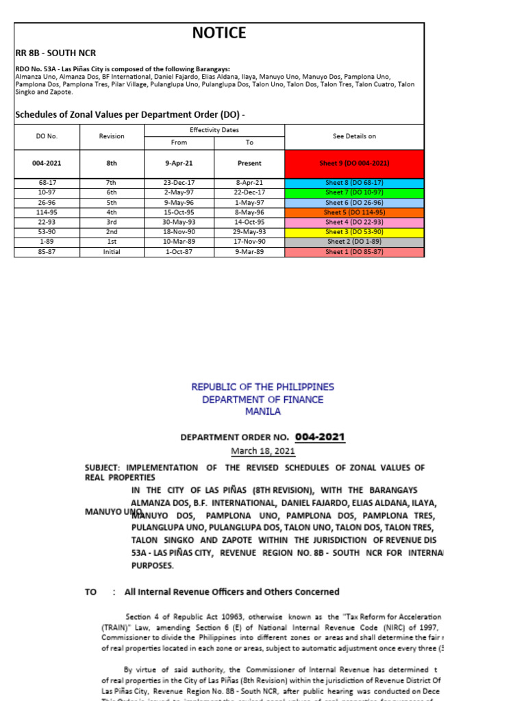 RDO No. 53A - Las Pinas City | PDF | Taxes
