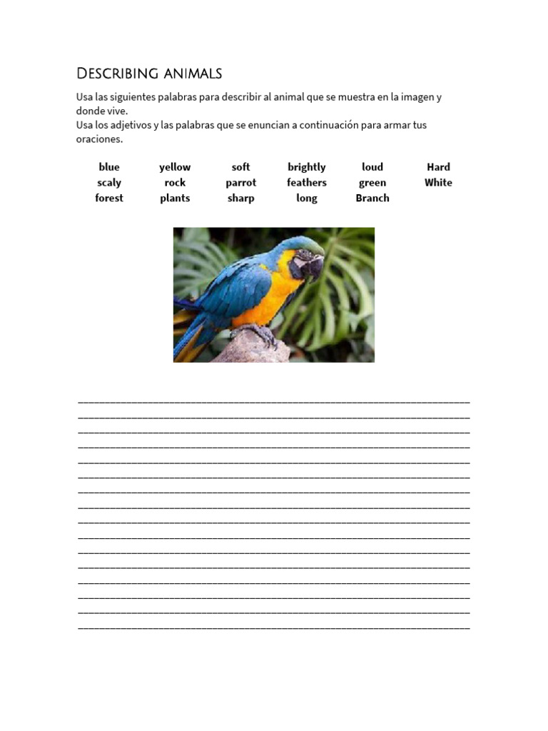 Descripción de Animales en Imágenes | PDF