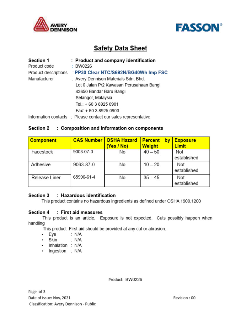 Sds BW0226 en | Download Free PDF | Firefighting | Safety