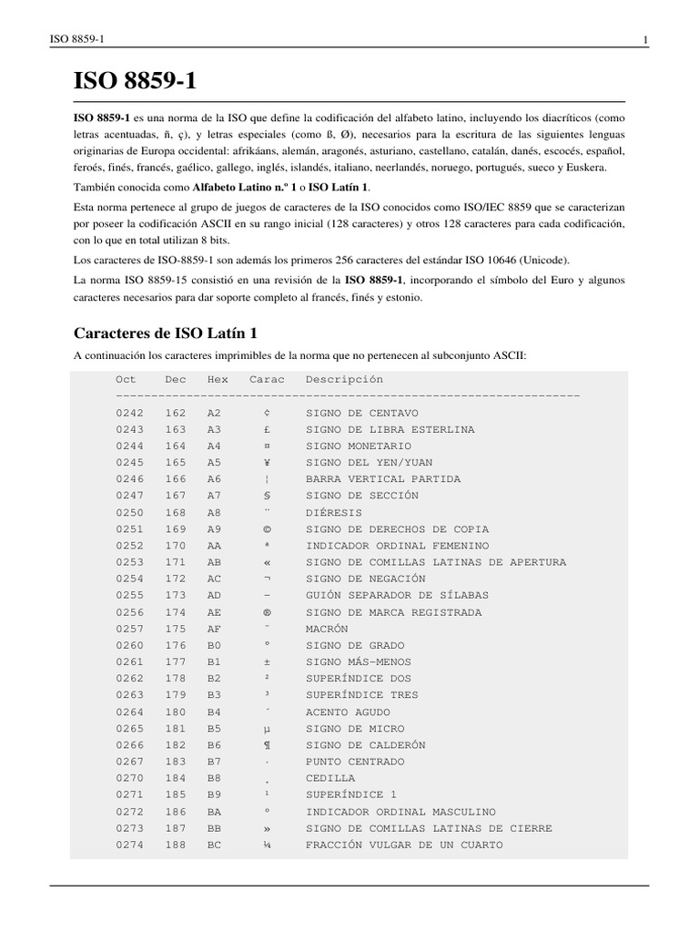 02-Iso 8859-1 | PDF | Caligrafía occidental | Lenguas de Europa