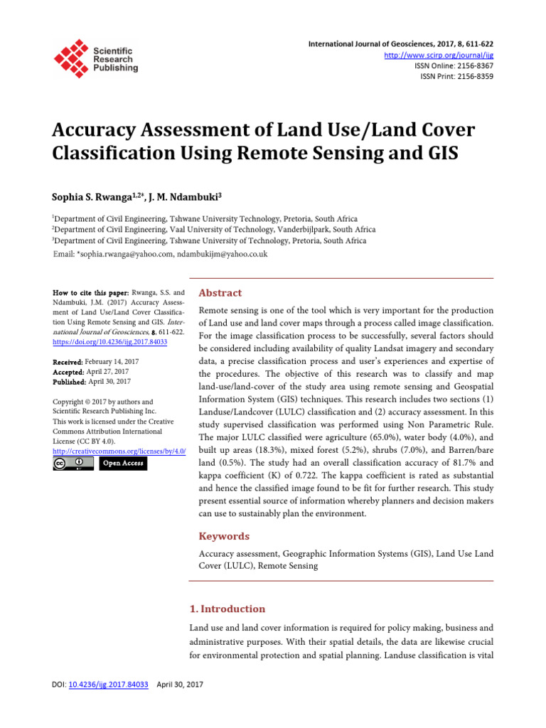 Accuracy Assessment of Land Use/Land Cover Classification Using Remote ...
