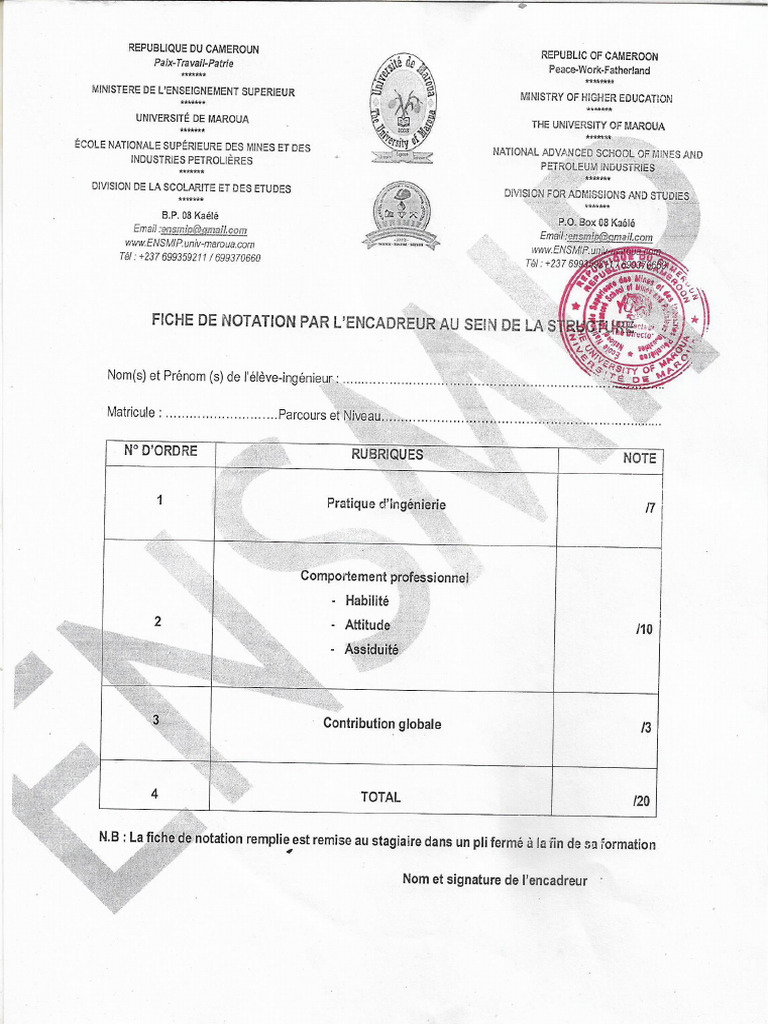 Fiche de Notation | PDF