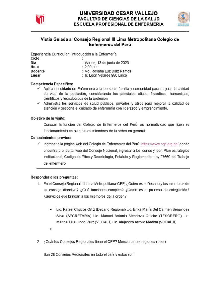 Visita Guiada | PDF | Enfermería