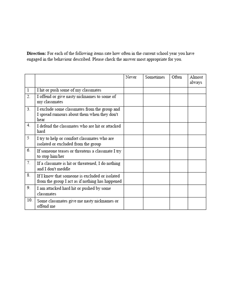 Student Behavior Assessment Survey | PDF | Career & Growth