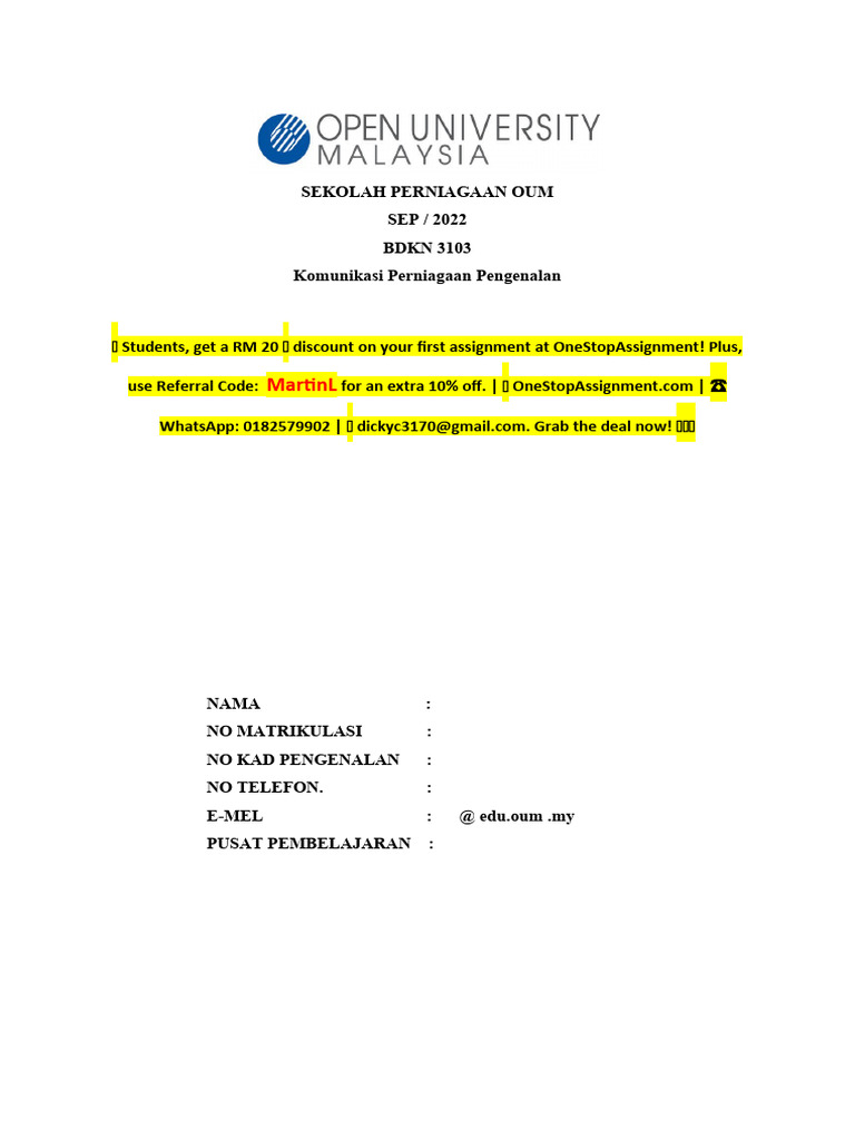 BDKN 3103 Komunikasi Perniagaan Pengenalan | PDF