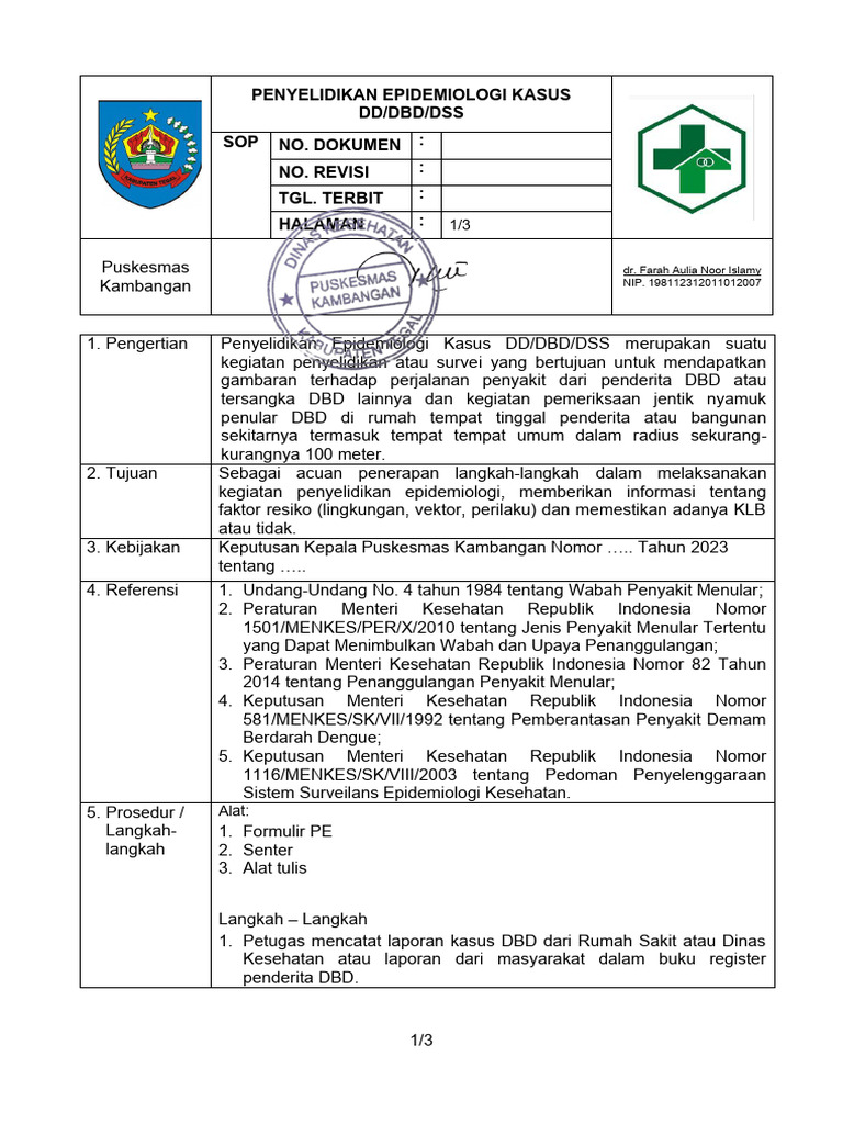 01. SOP PE DBD | PDF