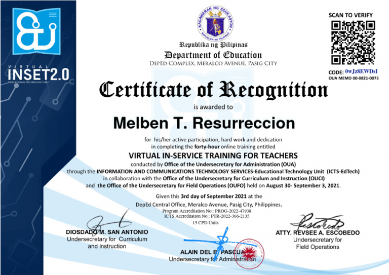 Certificate of Recognition | PDF