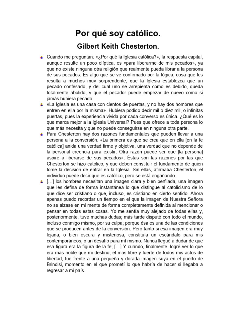 Por qué soy católico | PDF | GK Chesterton | Iglesia Católica