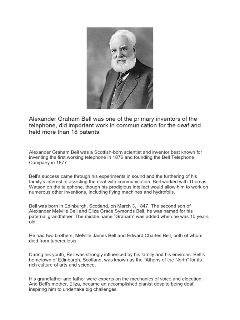 Alexander Graham Bell Biography (Zaidan XI-2) 1 | PDF | Telephone ...