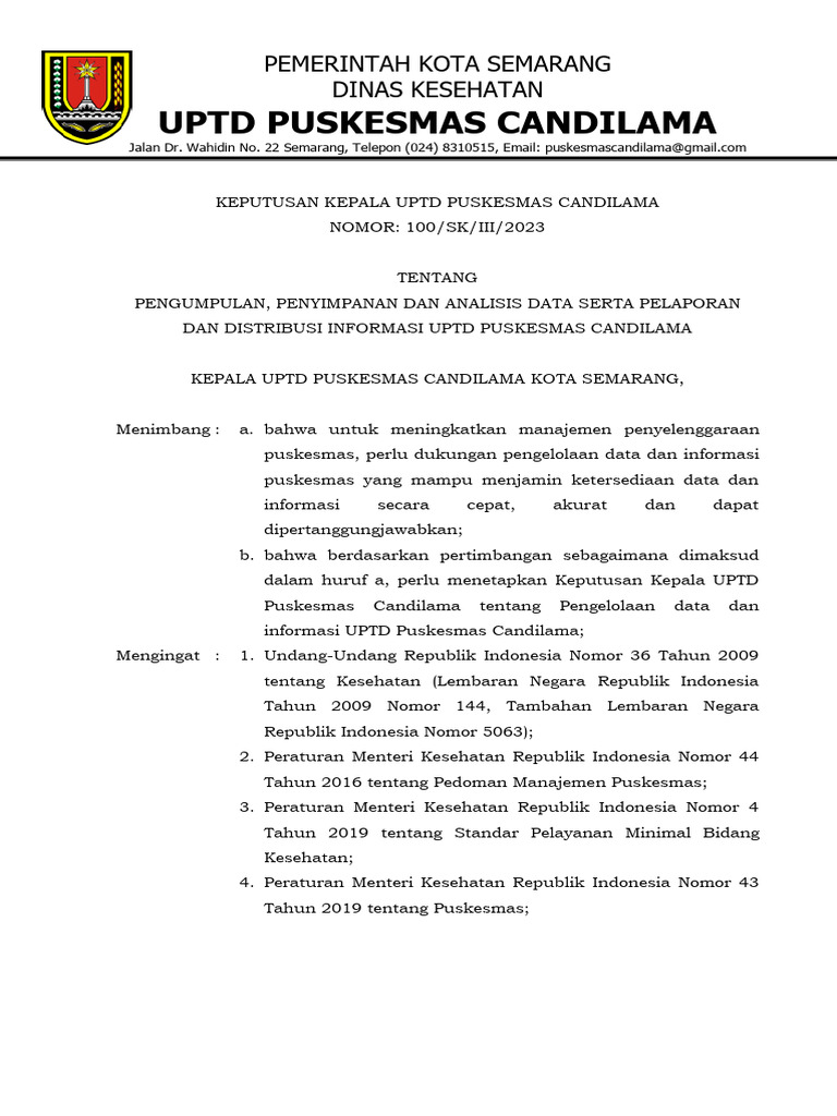 1.2.4.1 SK Pengumpulan, Penyimpanan, Analisis, Pelaporan Distribusi Informasi | PDF