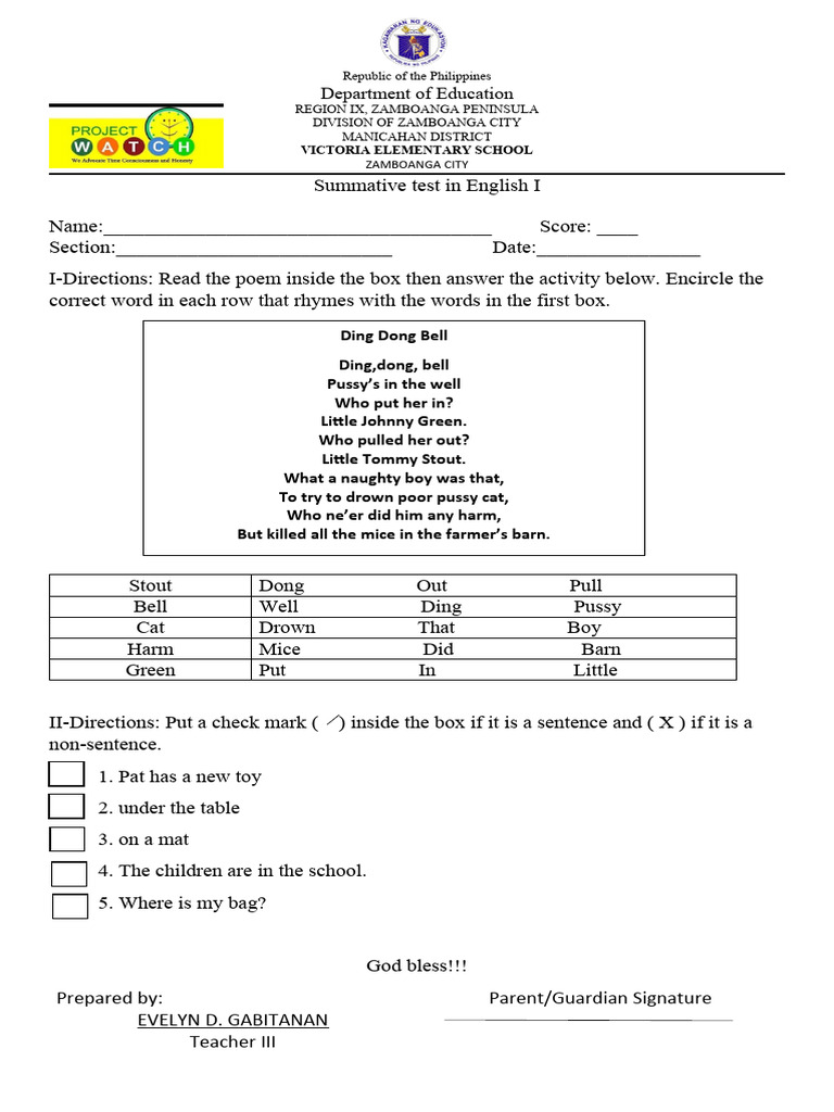 Q3-Summative Test Grade I | PDF