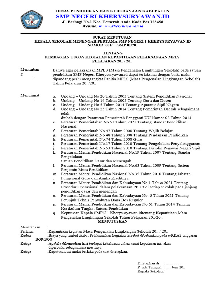 Contoh SK MPLS | PDF