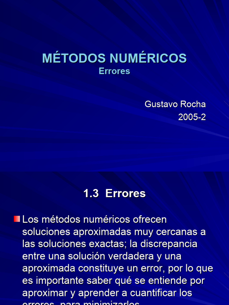 Metodos Numericos - Errores. G. Rocha | PDF | Medición | Análisis numérico