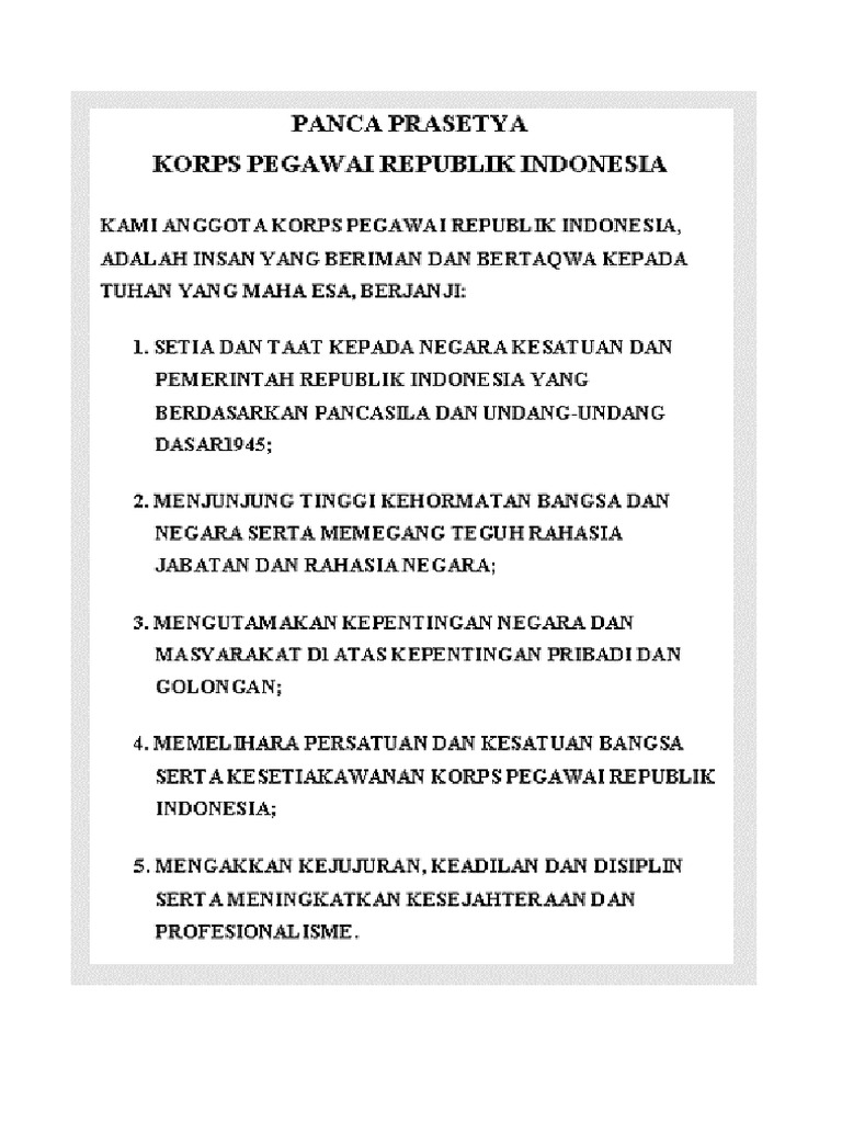 Panca Prasetya Korpri | PDF