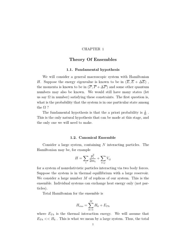 Statistical Mechanics | PDF | Hamiltonian (Quantum Mechanics ...