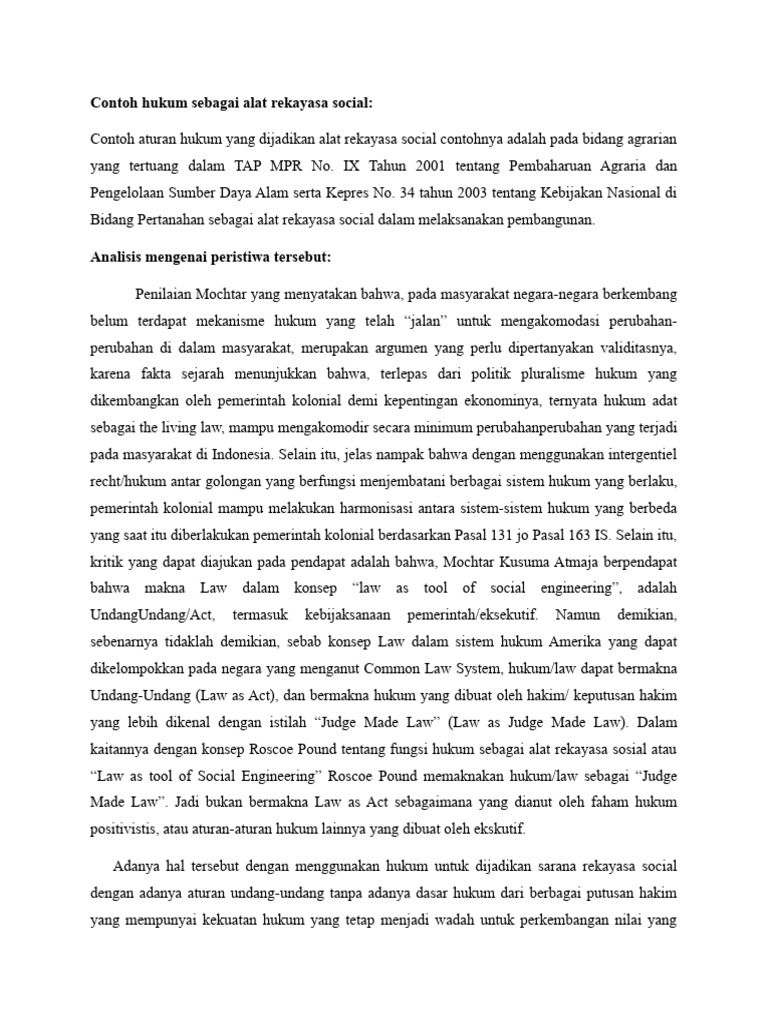 Contoh Hukum Sebagai Alat Rekayasa Social | PDF