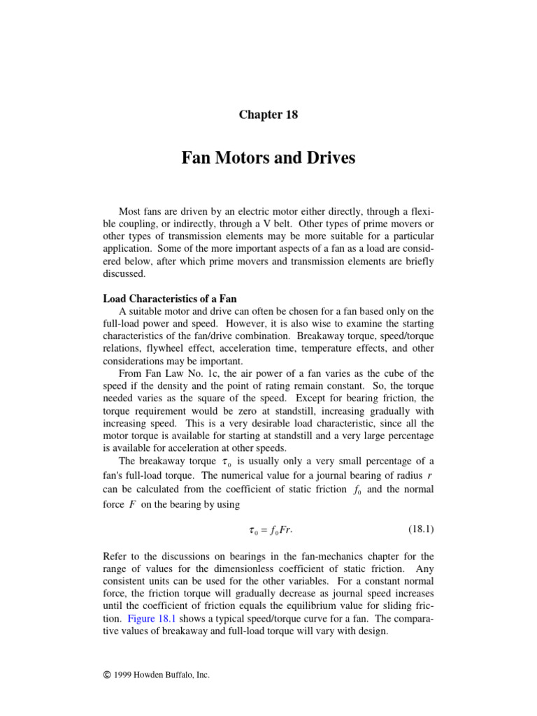 Fan Motors and Drives: Load Characteristics of A Fan | PDF | Electric ...