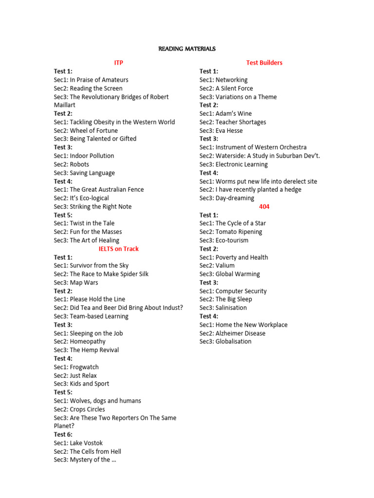 Comprehensive Reading Test Topics | PDF | Science & Mathematics ...