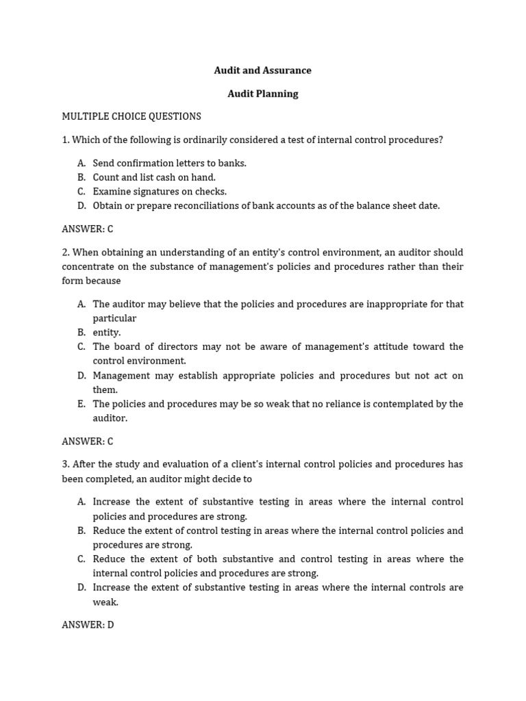 Audit and Assurance AP | PDF | Internal Control | Audit