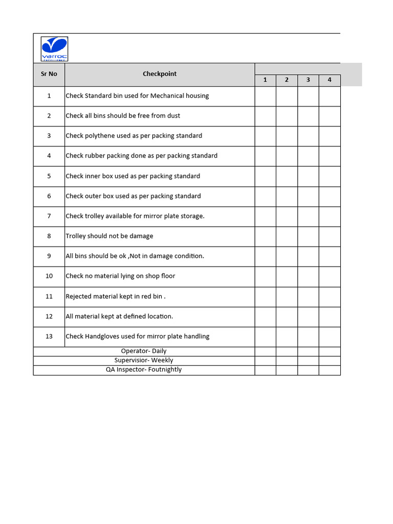Material Handling Checksheet Guide | PDF