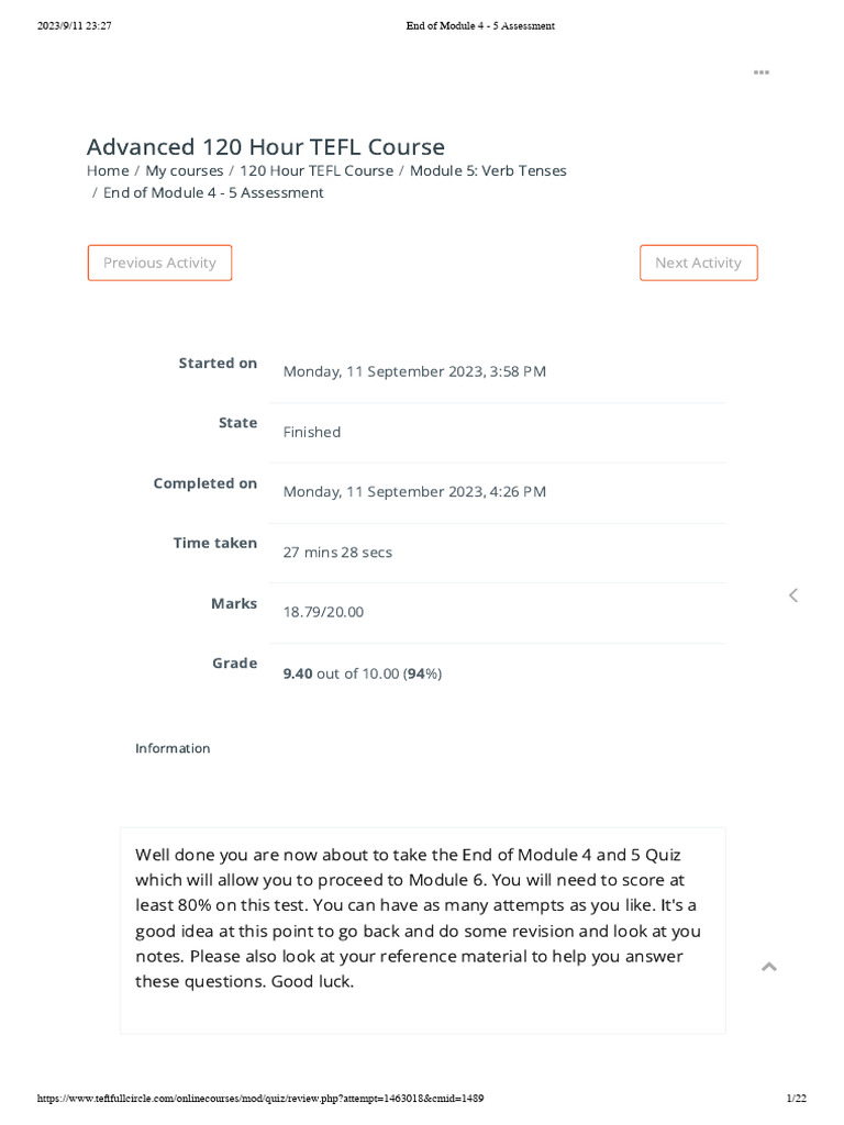 End of Module 4 - 5 Assessment | PDF | Perfect (Grammar) | Noun