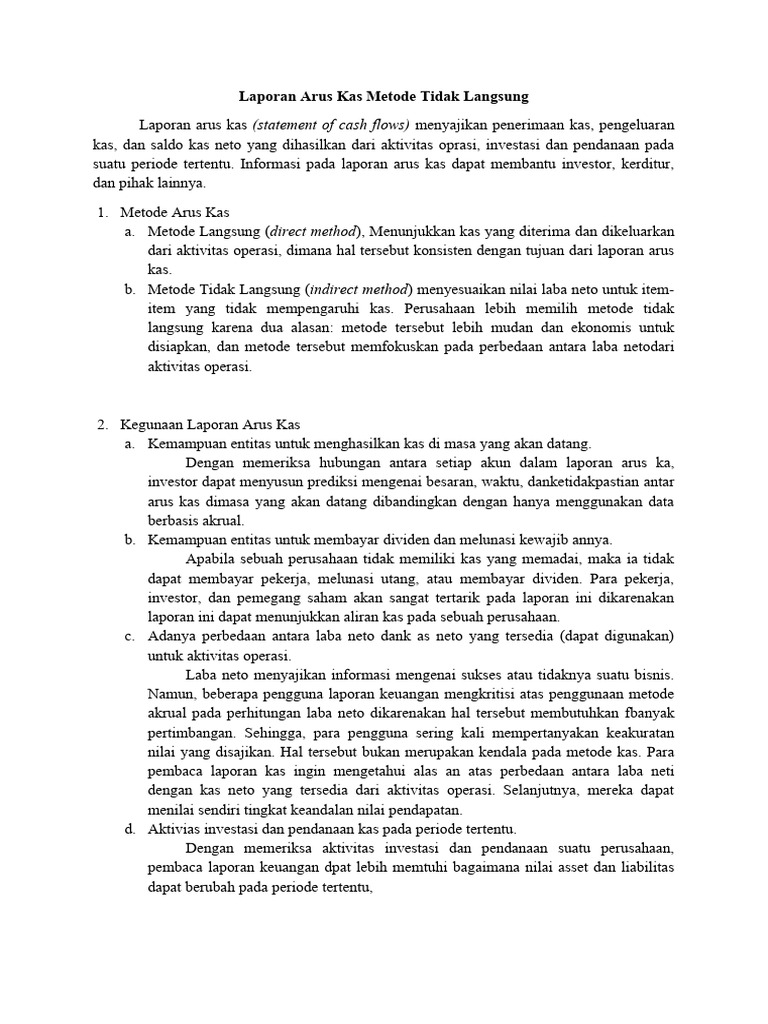 LAK Metode Tidak Langsung | PDF