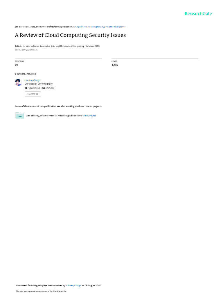 A Review of Cloud Computing Security Issues | PDF | Cloud Computing | Software As A Service