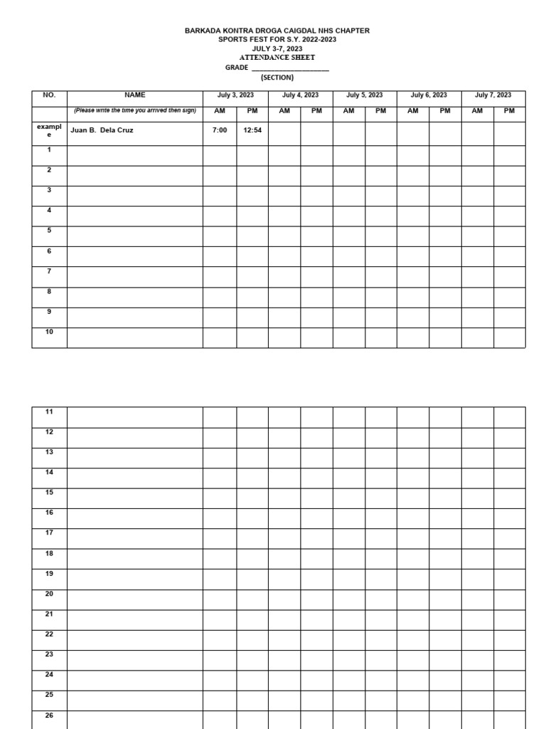 Attendance Sheet | PDF