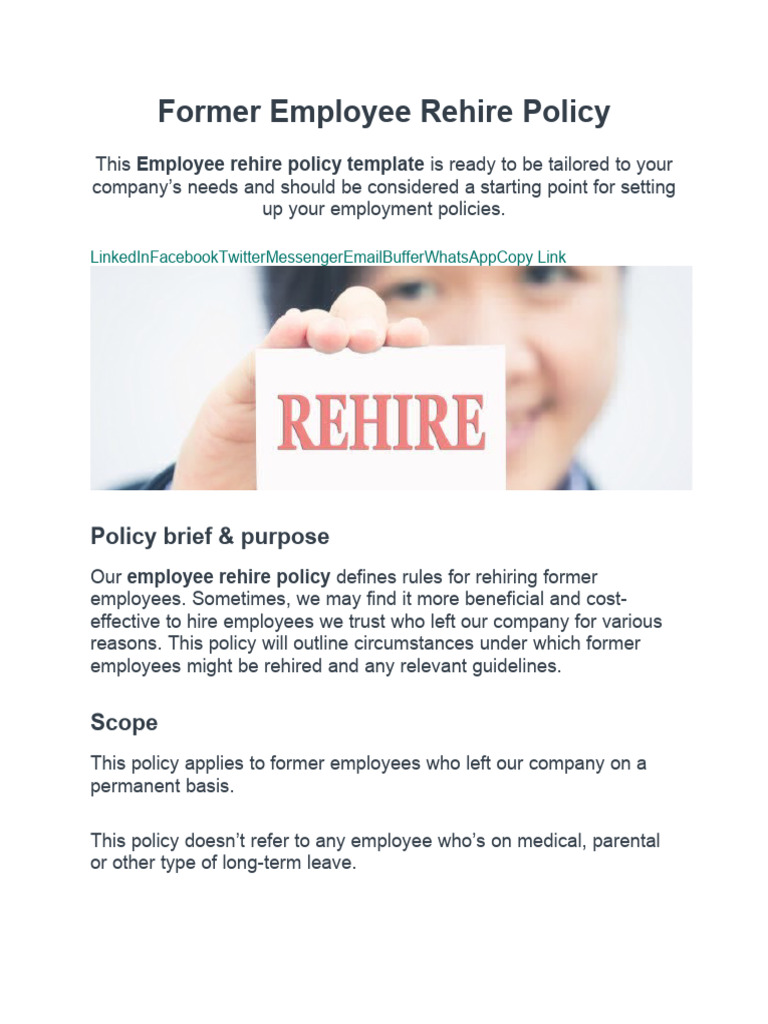 Former Employee Rehire | PDF | Employment | Layoff