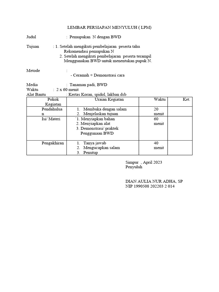 Pemupukan N Tanaman Padi dengan BWD | PDF
