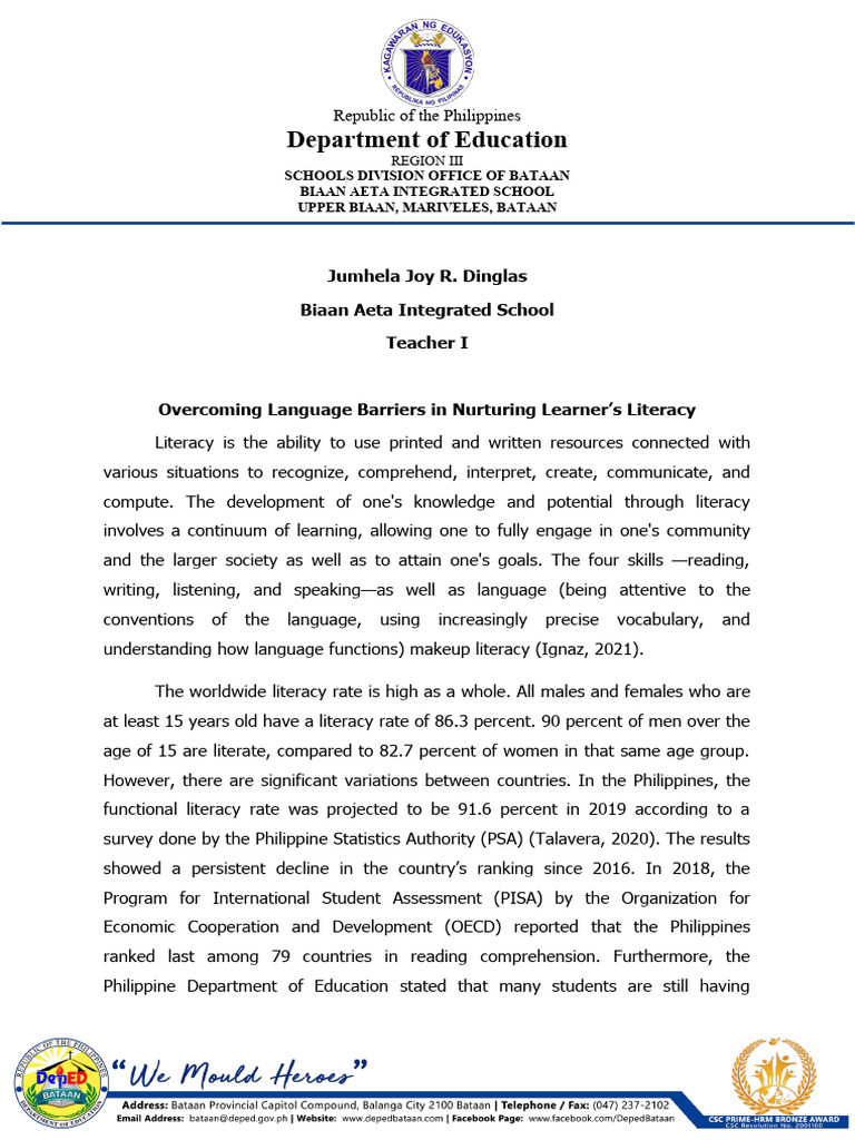 Article-4-Overcoming Language Barriers in Nurturing Learner's Literacy ...