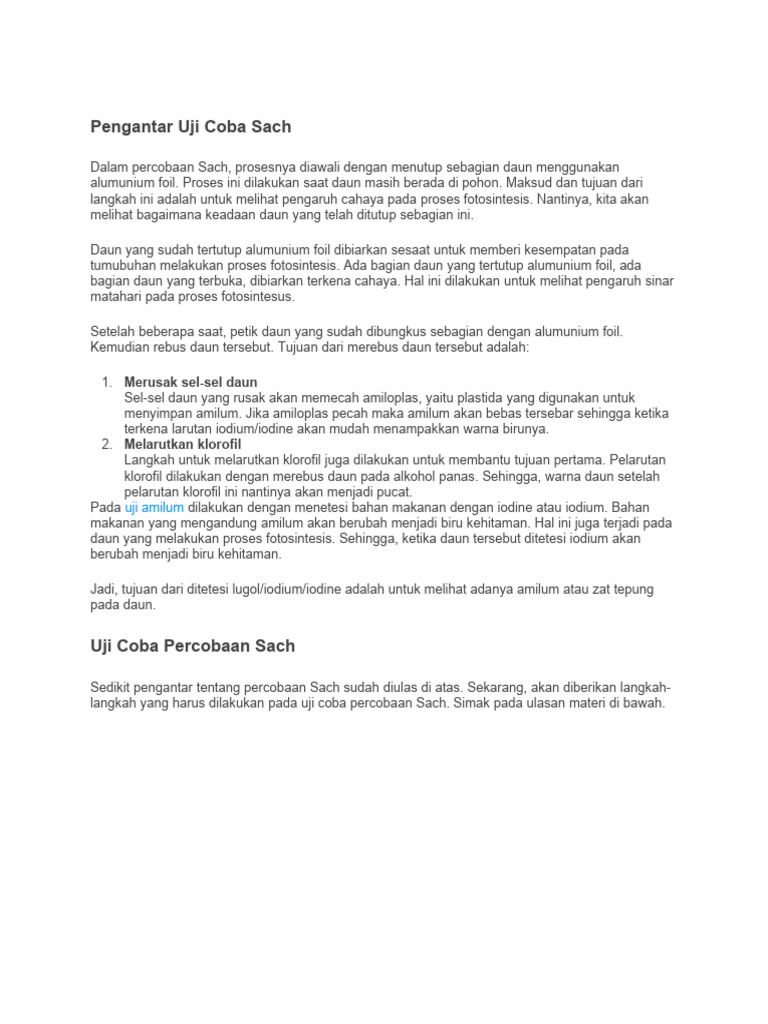 Pengantar Uji Coba Sach | PDF