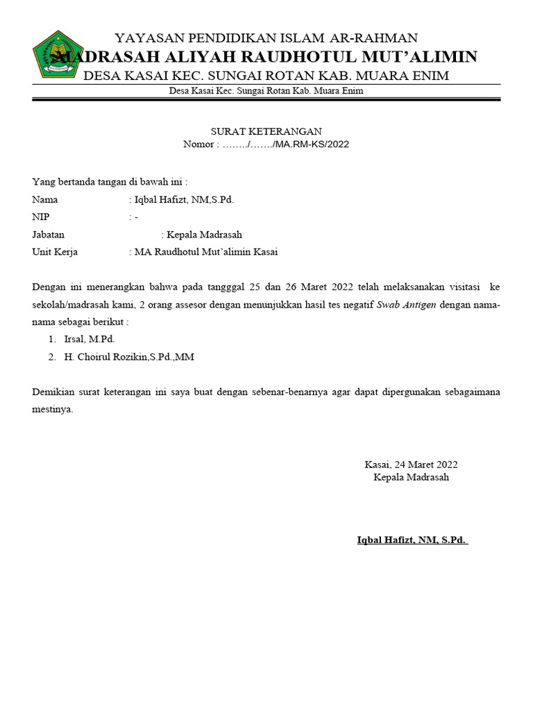 SURAT KETERANGAN Akreditasi | PDF