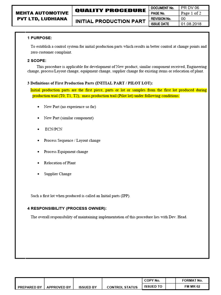 PR DV 06 (IPP - Procedure) | PDF | Business | Business Process