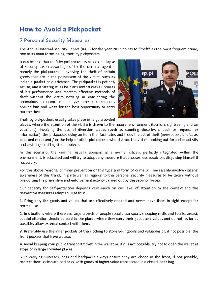 How To Avoid A Pickpocket By Bruno Alves English Pdf Police Crime