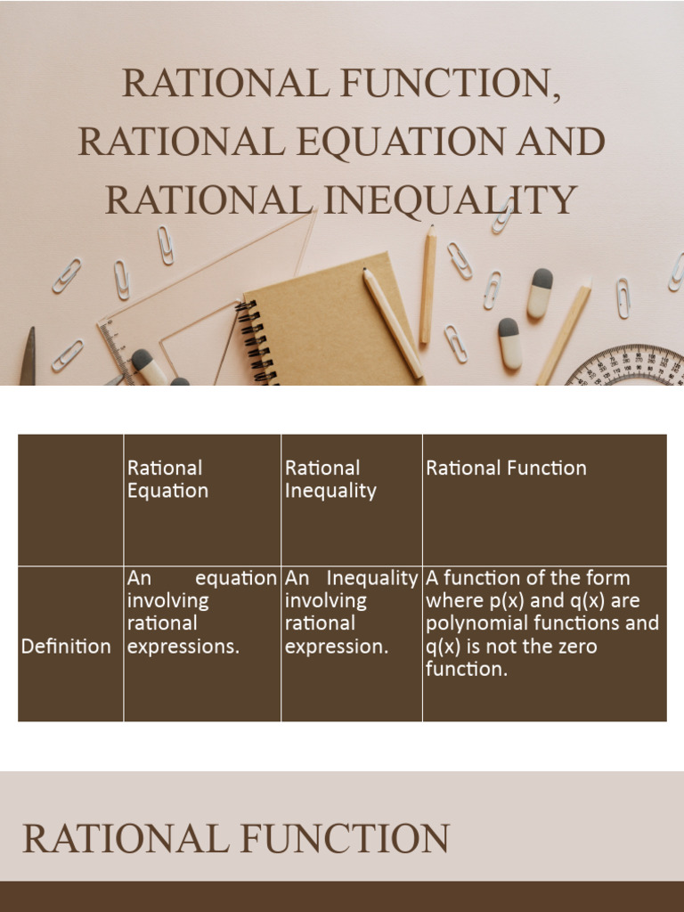 Understanding Rational Functions & Equations | PDF | Equations | Inequality (Mathematics)