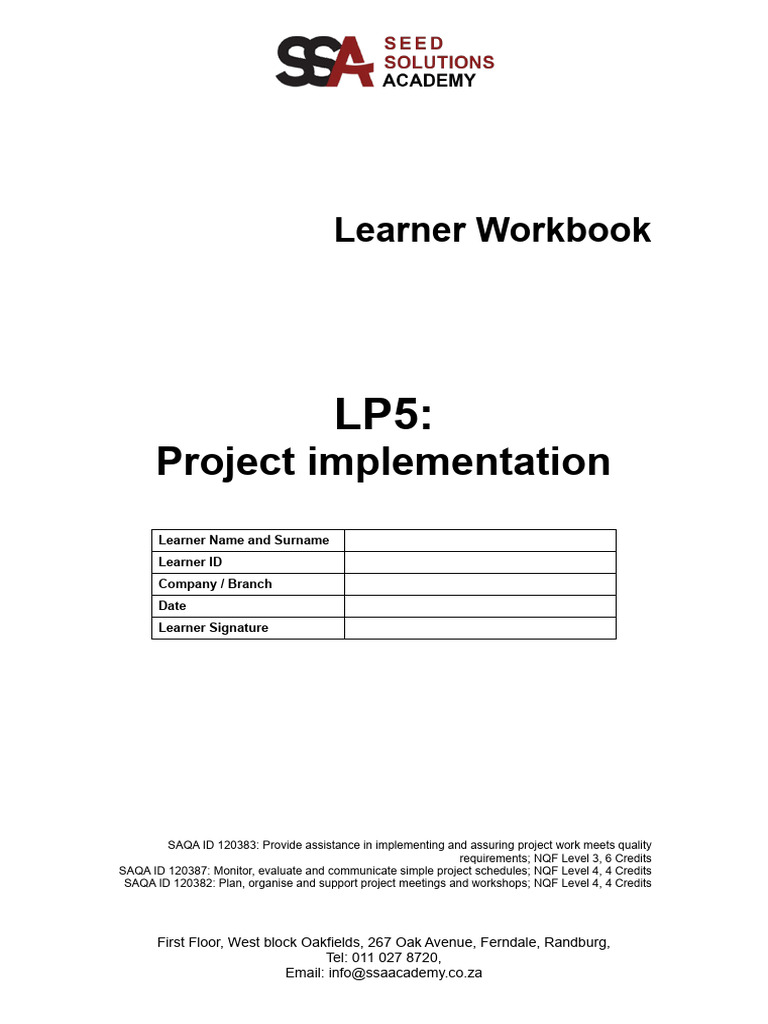 LP5 Learner Workbook | PDF | Learning | Goal