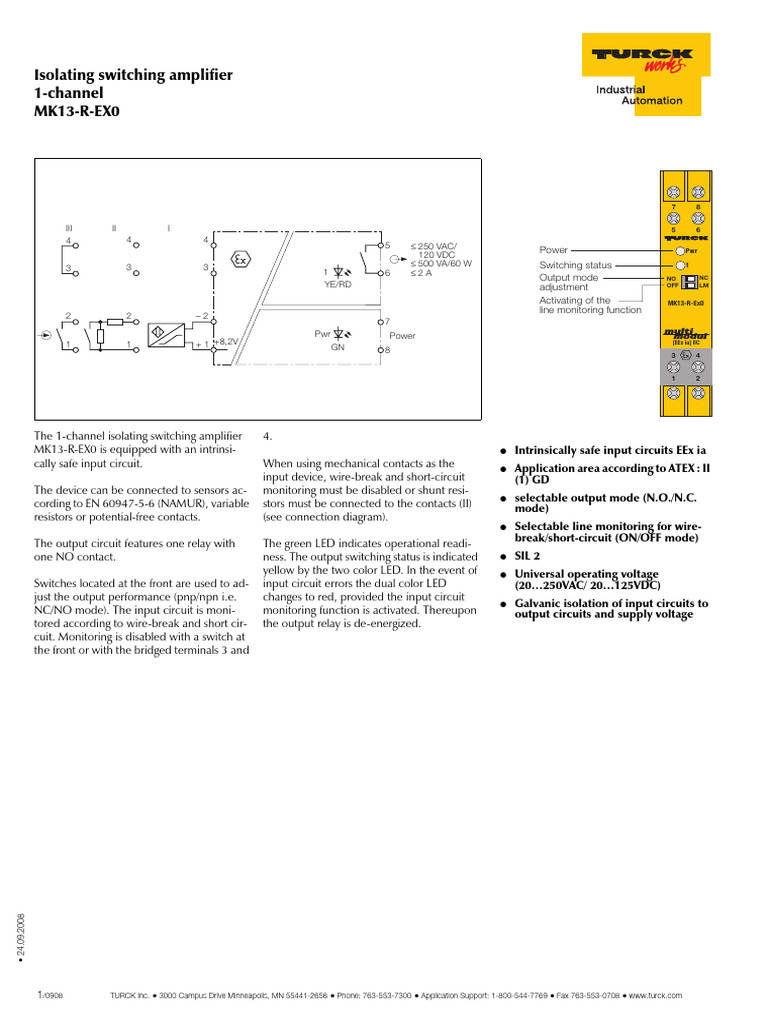 MK13-R-Ex0 Isolation Switch Amplifier | PDF | Relay | Amplifier