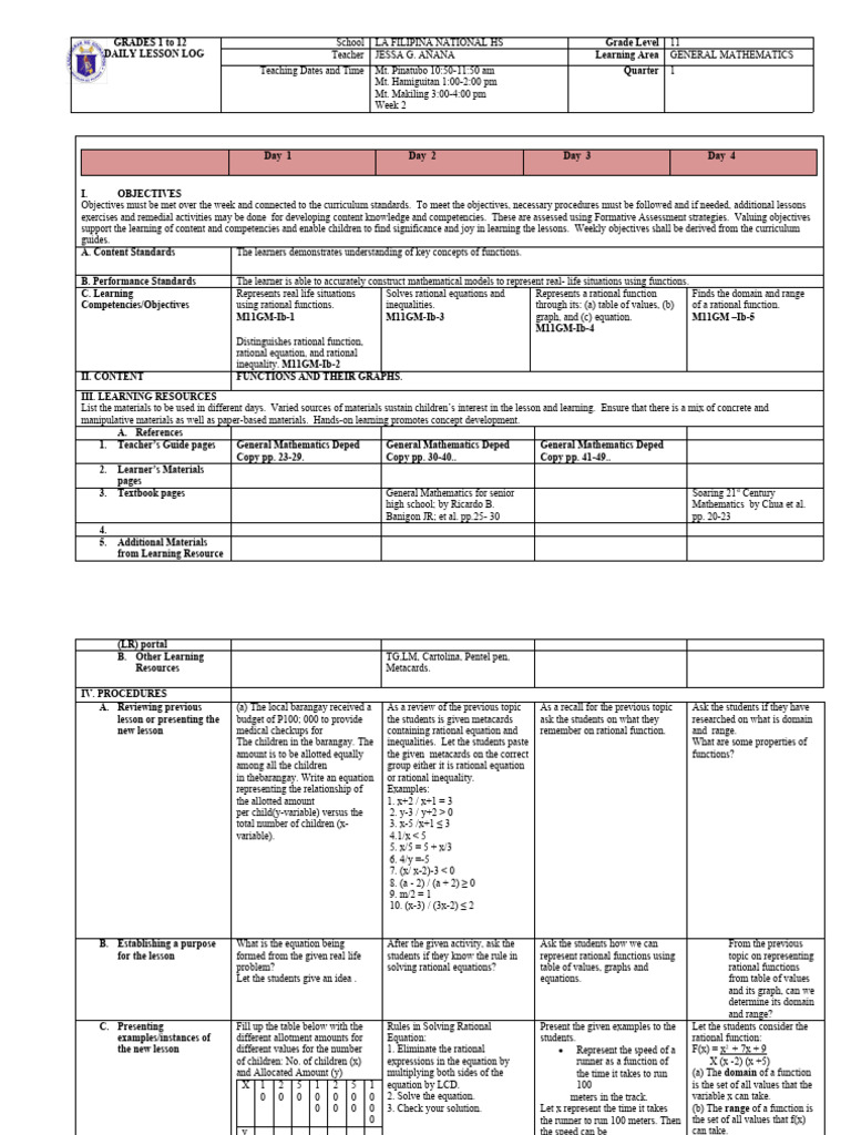 DLL Gen Math Week 2 | PDF | Function (Mathematics) | Mathematical Analysis