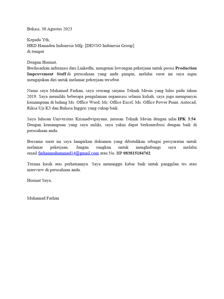 Contoh - Body Email | PDF